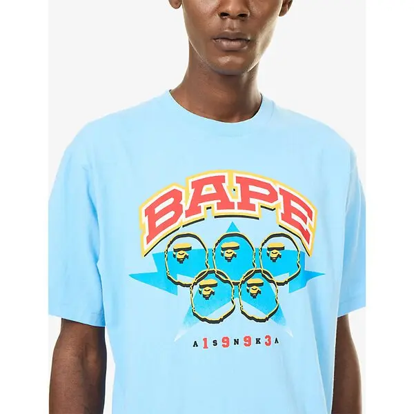 A BATHING APE Twin Sta Graphic-print Cotton T-shirt - Sax