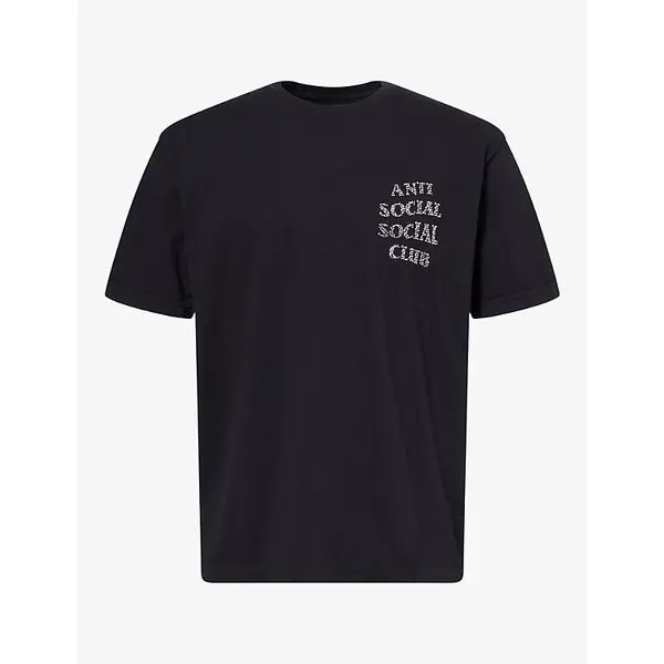 ANTI SOCIAL SOCIAL CLUB Rhinestone-embellished Logo Cotton T-shirt - Black