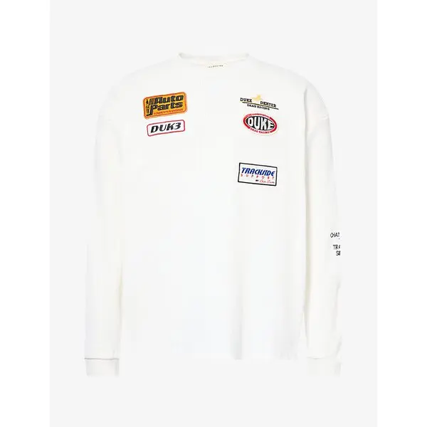 DUKE + DEXTER Graphic Patch Waffle Knit Long Sleeve Top