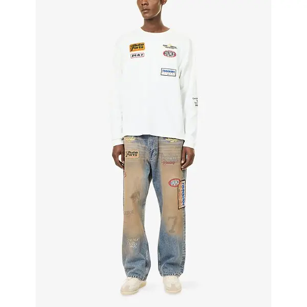 DUKE + DEXTER Graphic Patch Waffle Knit Long Sleeve Top