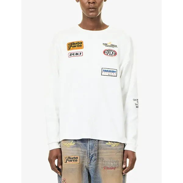 DUKE + DEXTER Graphic Patch Waffle Knit Long Sleeve Top