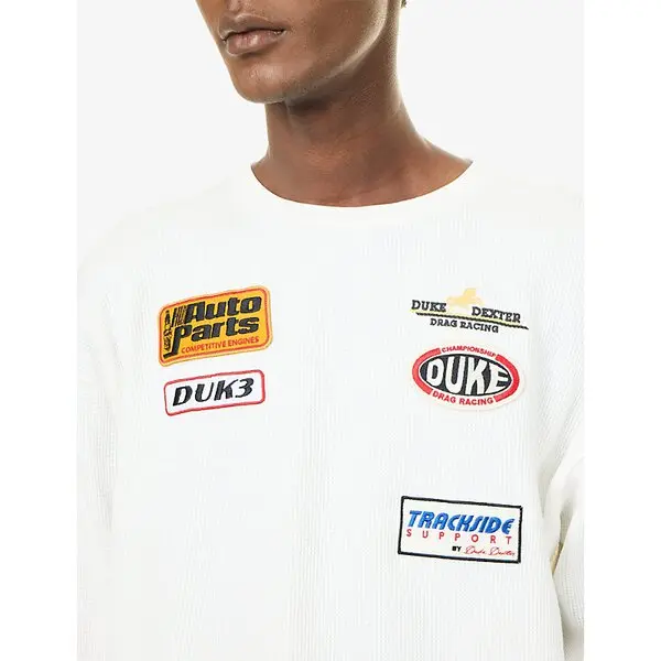 DUKE + DEXTER Graphic Patch Waffle Knit Long Sleeve Top