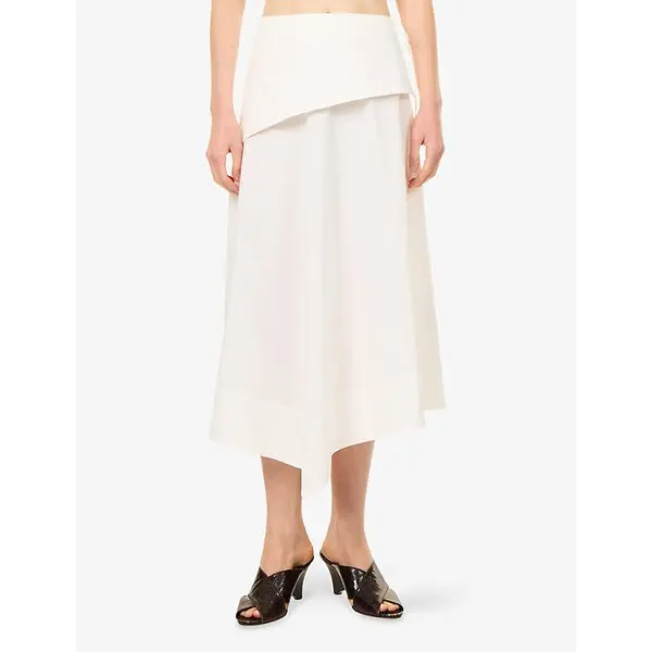 ST. AGNI Belted Asymmetric Cotton-blend Skirt