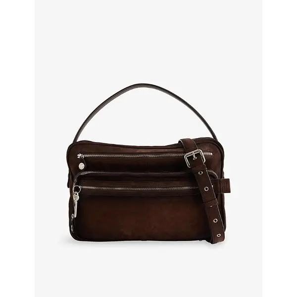 Acne Studios Camero Camera Waxed-suede Shoulder Bag - Dark Brown