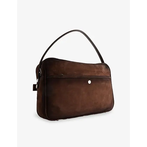 Acne Studios Camero Camera Waxed-suede Shoulder Bag - Dark Brown