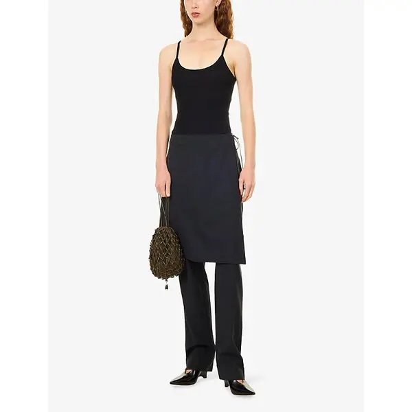 ST. AGNI Sarong-detail Wool-blend Trousers
