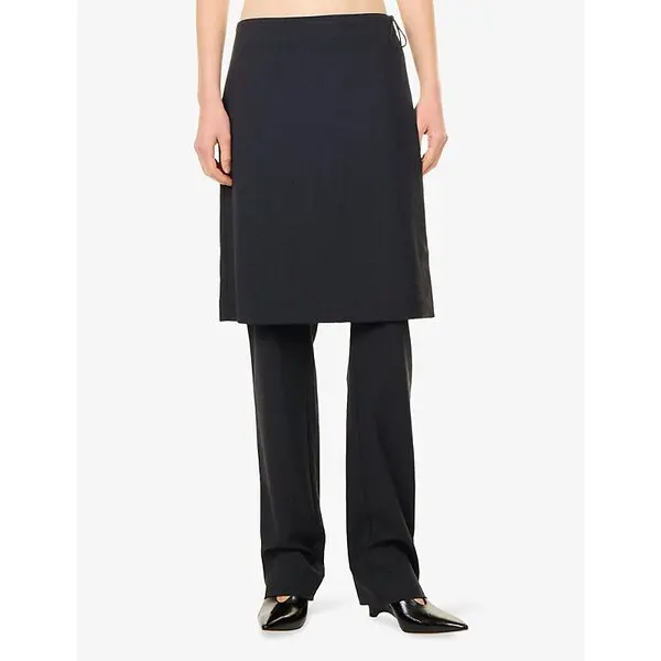 ST. AGNI Sarong-detail Wool-blend Trousers