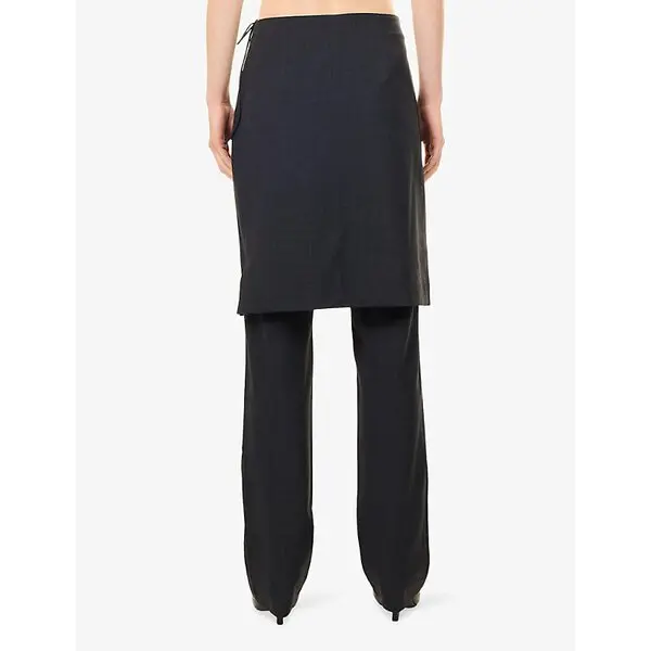 ST. AGNI Sarong-detail Wool-blend Trousers