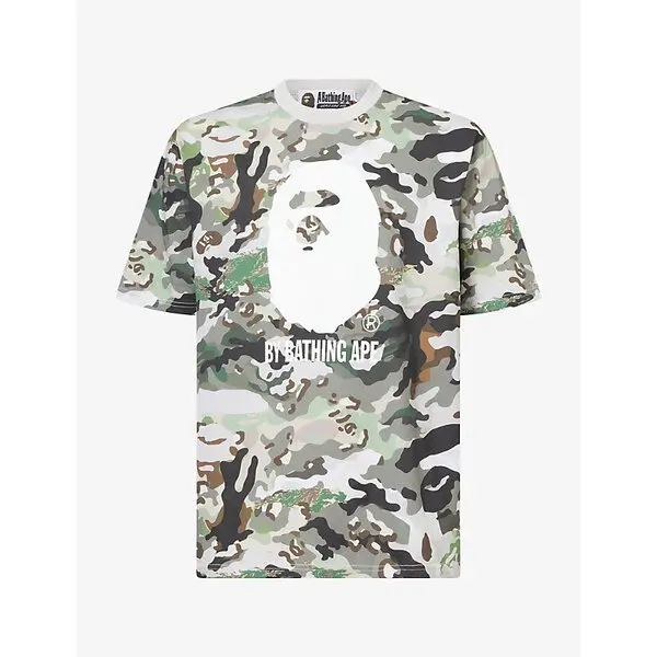 A BATHING APE Hybrid Camo-print Cotton T-shirt - Olive