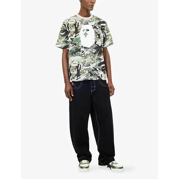 A BATHING APE Hybrid Camo-print Cotton T-shirt