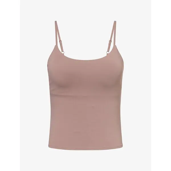 ADANOLA Logo-print Stretch-jersey Tank Top - Walnut