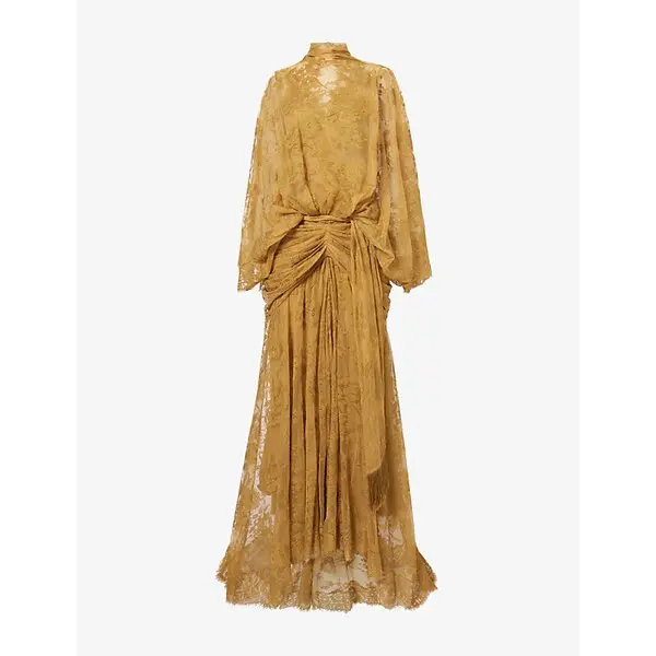 Zimmermann Ascent Batwing Lace Maxi Dress - Chartreuse