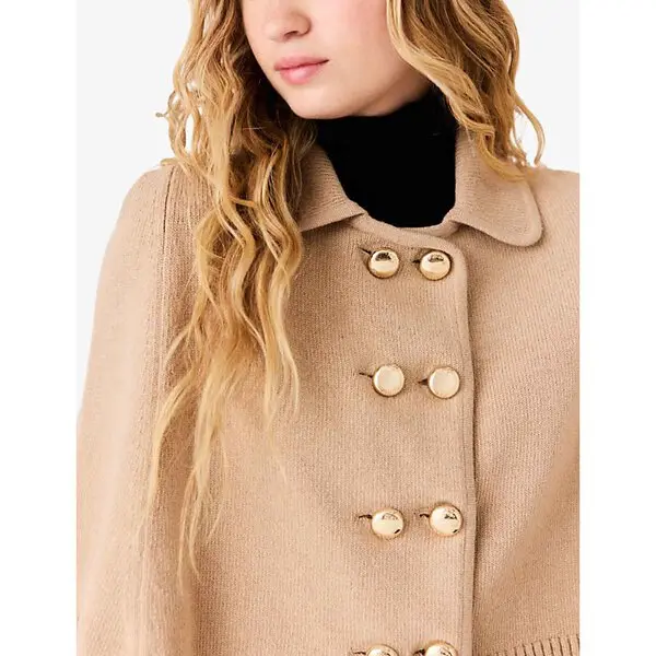 Maje Collared Button-down Wool And Cashmere Blend Cape