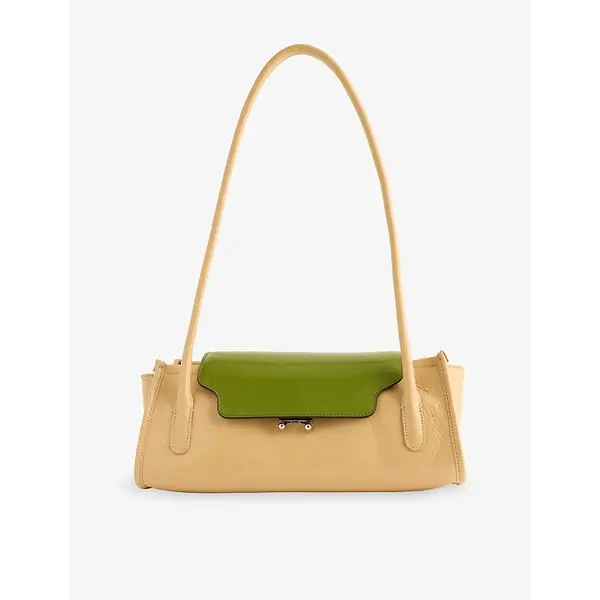 Marni Trunktte Leather Shoulder Bag - Kiwi/vanilla