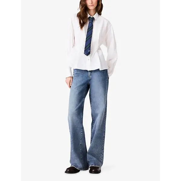 Maje Collared Lace-back Cotton Shirt