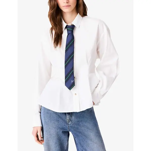 Maje Collared Lace-back Cotton Shirt