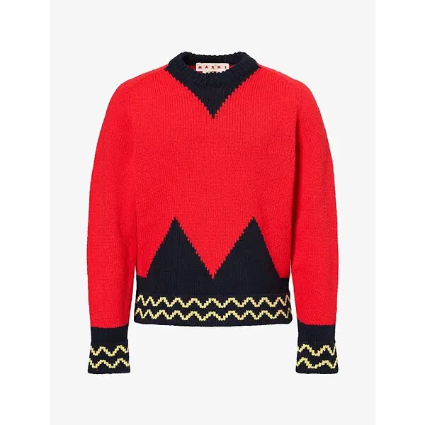 Marni Mock-neck Knitted Wool Jumper - Red