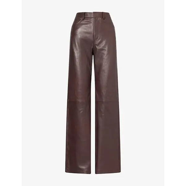 ROTATE BY BIRGER CHRISTENSEN Mid-rise Straight-leg Leather Trousers