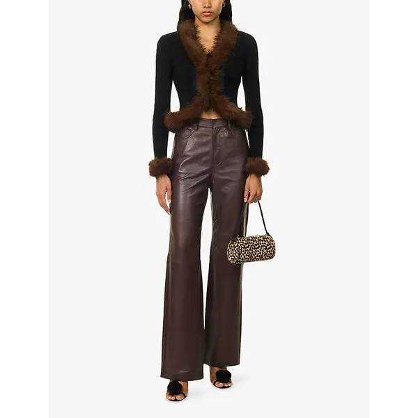 ROTATE BY BIRGER CHRISTENSEN Mid-rise Straight-leg Leather Trousers