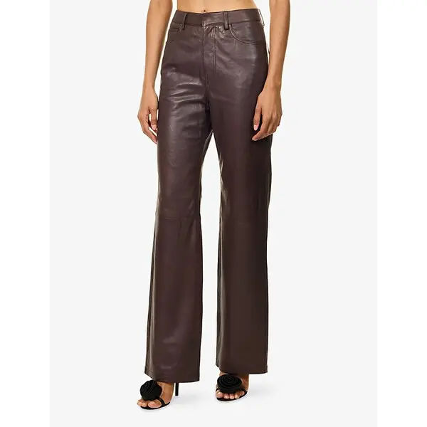 ROTATE BY BIRGER CHRISTENSEN Mid-rise Straight-leg Leather Trousers