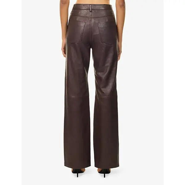 ROTATE BY BIRGER CHRISTENSEN Mid-rise Straight-leg Leather Trousers