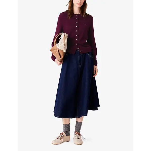 Maje Buttoned Logo-embroidered Wool Cardigan