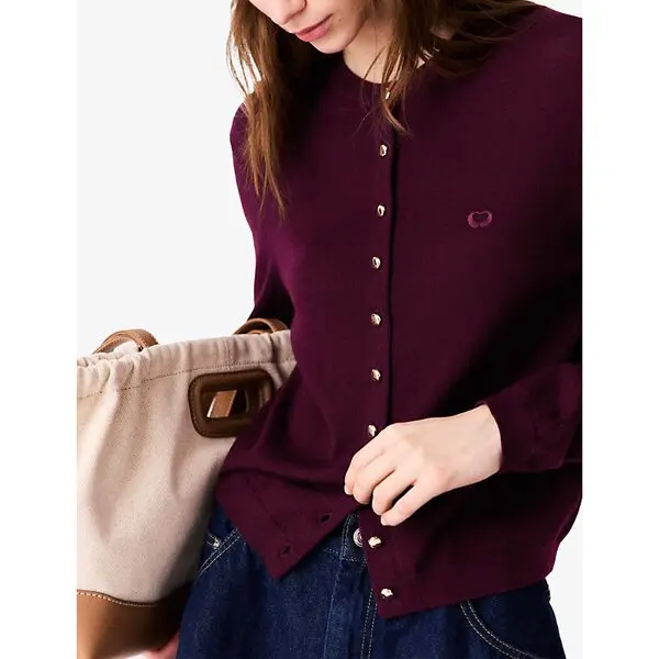 Maje Buttoned Logo-embroidered Wool Cardigan