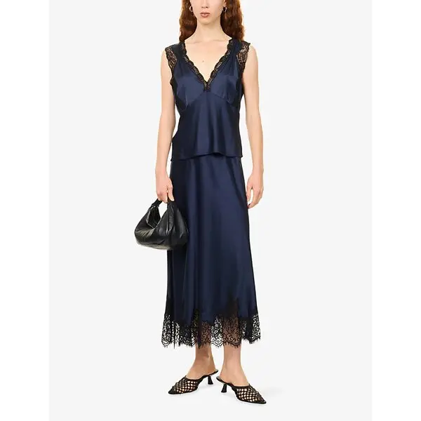 Paige Marin Lace-trim Satin Top