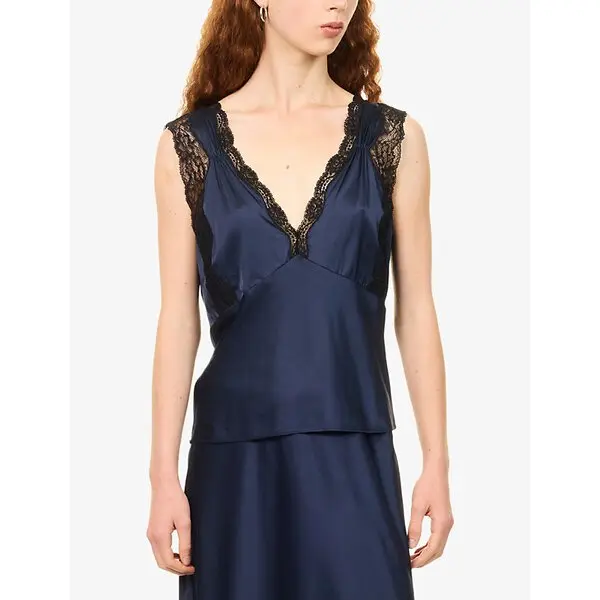Paige Marin Lace-trim Satin Top