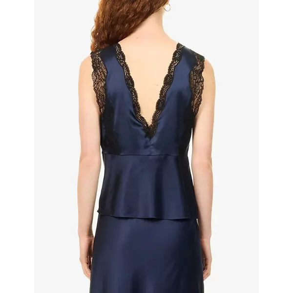 Paige Marin Lace-trim Satin Top