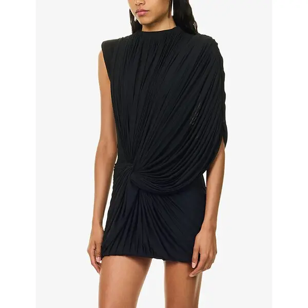 DEME Starling Draped Mesh Mini Dress