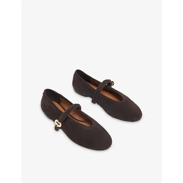 Maje Logo-buckle Suede Ballet Flats