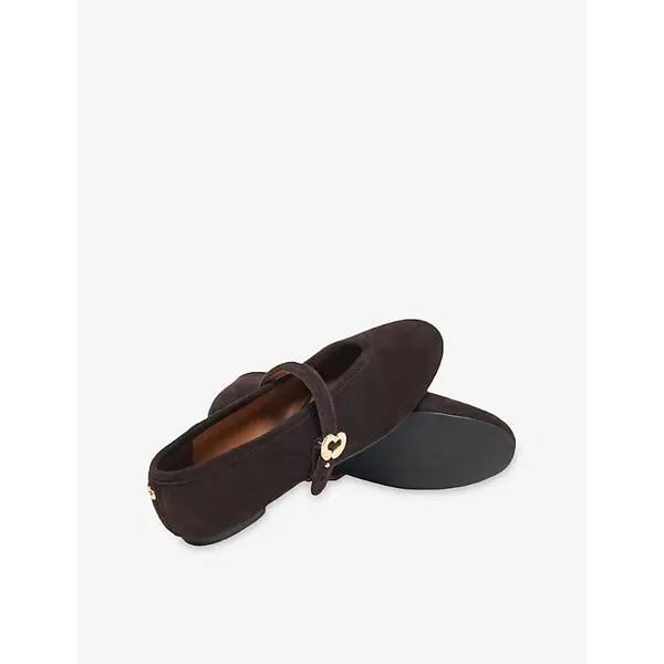 Maje Logo-buckle Suede Ballet Flats