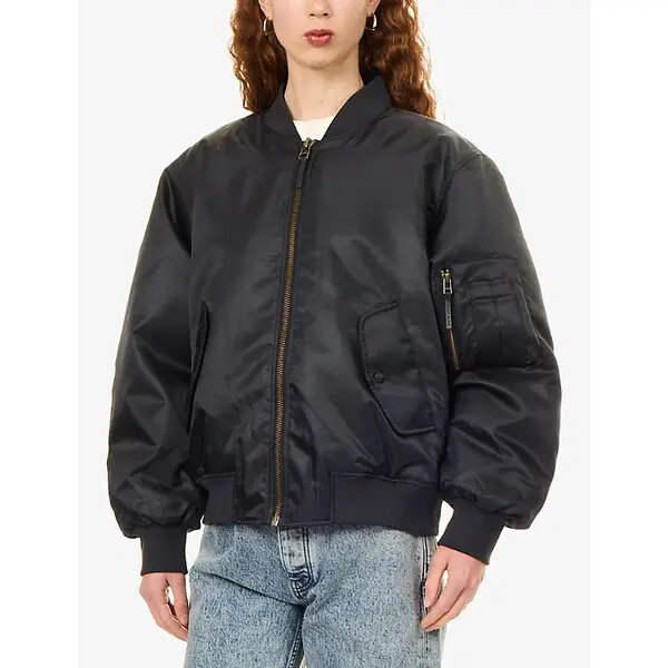 ANINE BING Leon Leather-blend Bomber Jacket