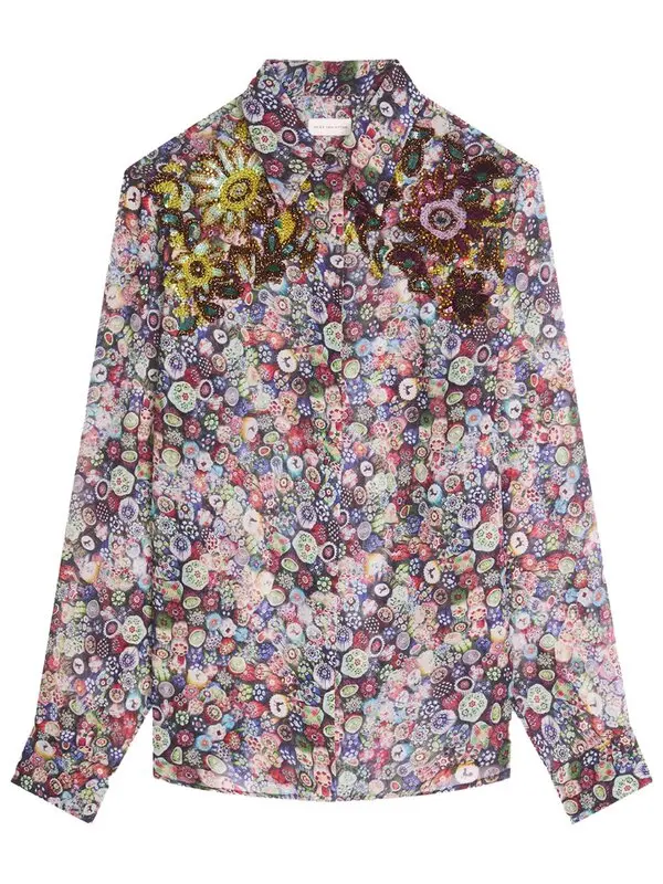 Dries Van Noten Fitted Viscose Embroidered Shirt