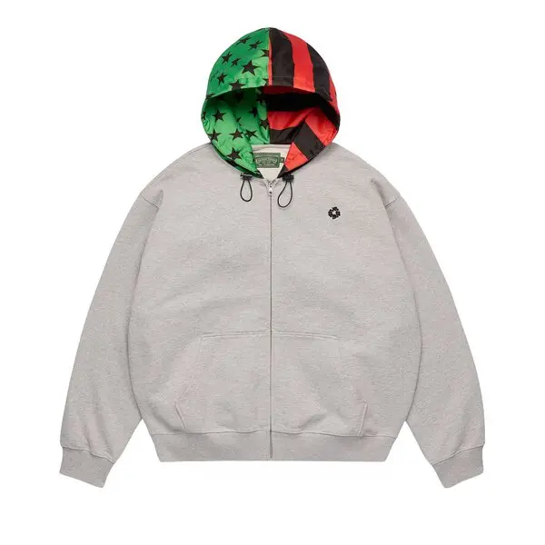 DENIM TEARS Pan African Peace Wreath Zip Up Hoodie - Grey
