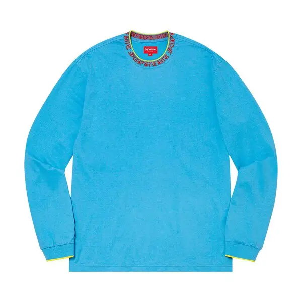 Supreme Old English Collar Logo Long-sleeve Top 'cyan - Blue