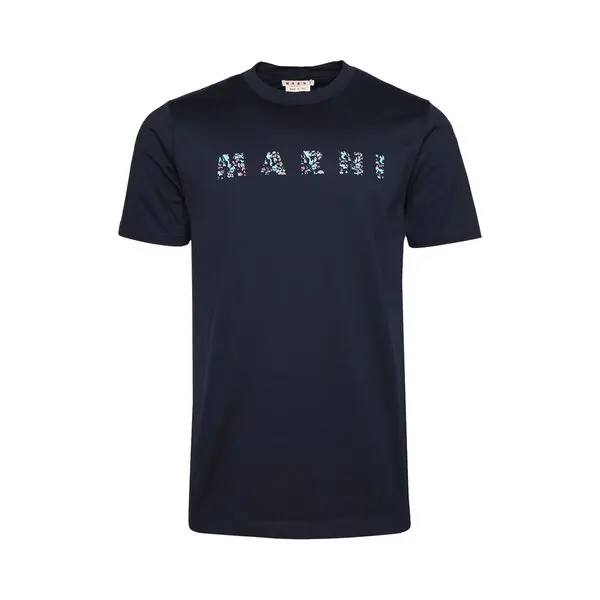 Marni Floral Logo T-shirt /black - Blue