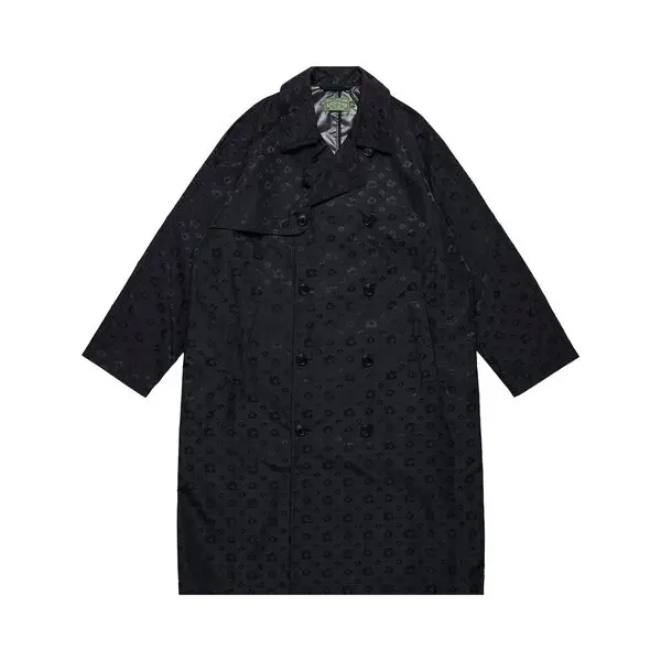 DENIM TEARS André Leon Talley Wreath Monogram Trench Coat - Black