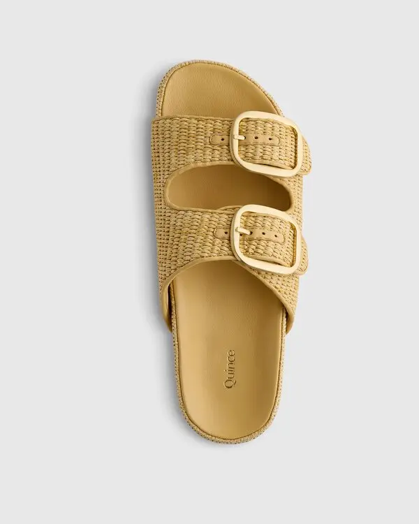 Quince Raffia Double Buckle Sandal - Natural