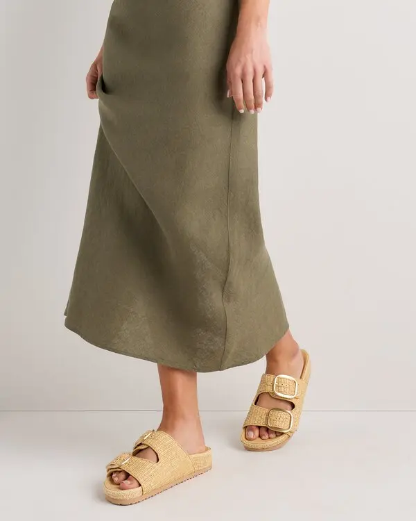 Quince Raffia Double Buckle Sandal - Natural