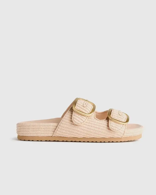 Quince Raffia Double Buckle Sandal - Pale Blush