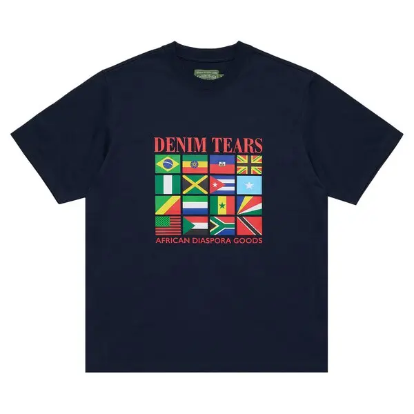 DENIM TEARS Diaspora Flags Tee 'navy