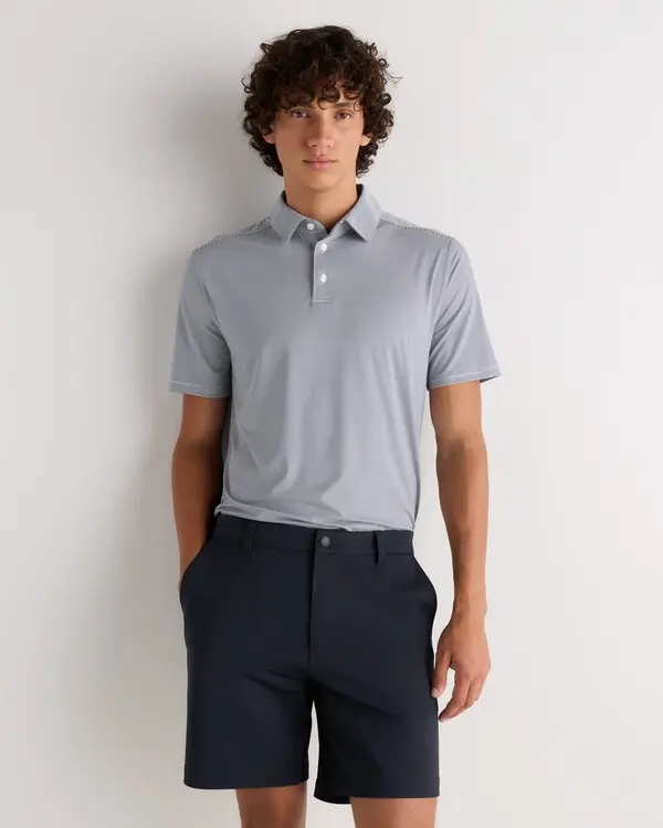 Quince Performance Jersey Short Sleeve Golf Polo - Deep Navy Stripe