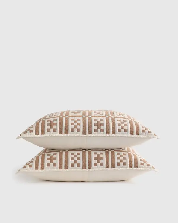 Quince Jacquard Geo Sham Set - Latte