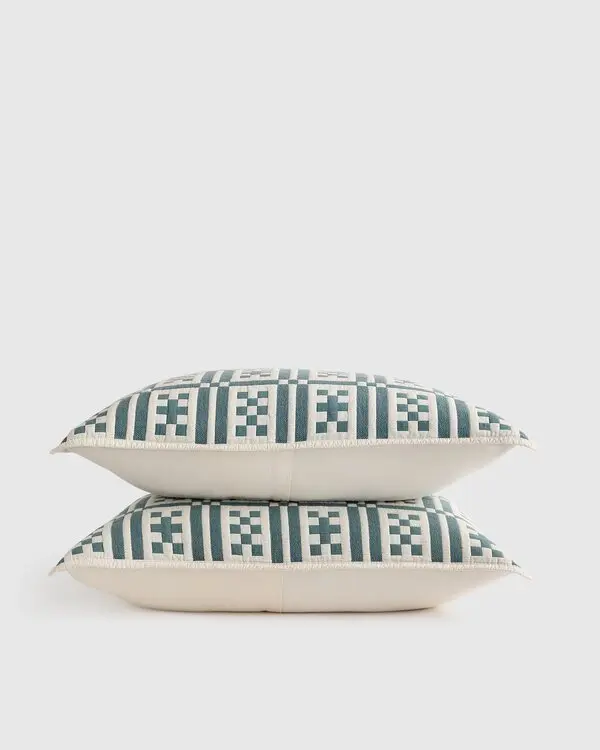 Quince Jacquard Geo Sham Set - Ocean