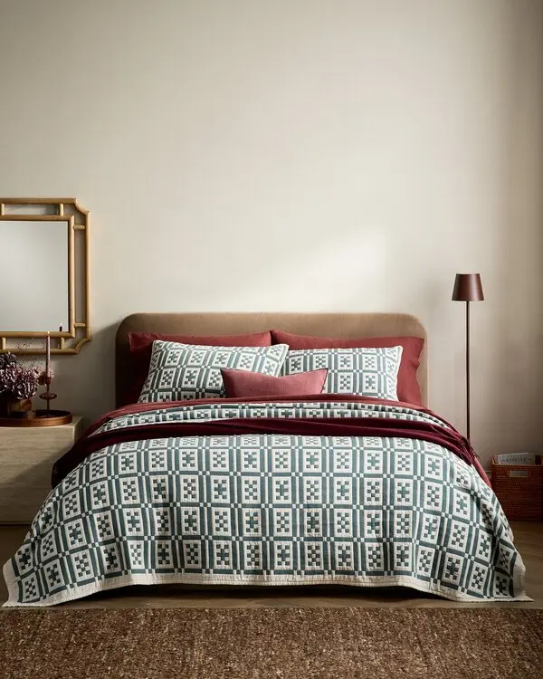 Quince Jacquard Geo Sham Set - Ocean
