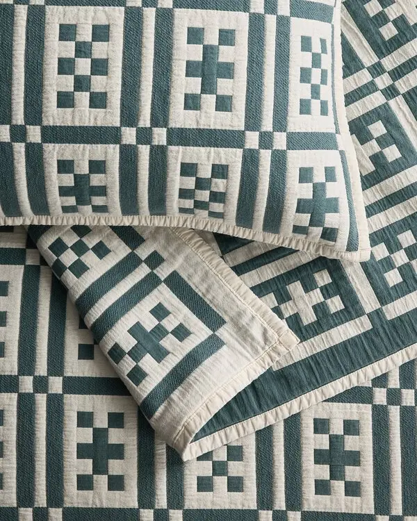 Quince Jacquard Geo Sham Set - Ocean