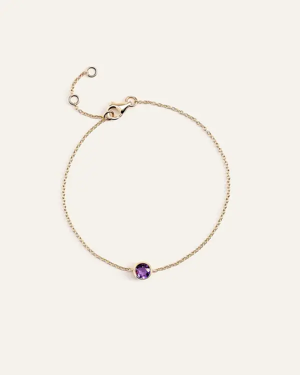 Quince 14k Gold Birthstone Solitaire Bezel Bracelet - Amethyst