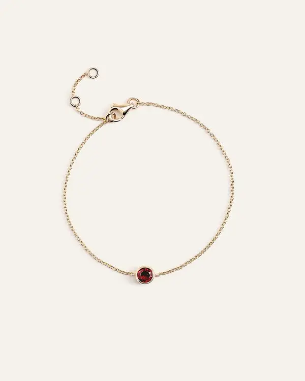 Quince 14k Gold Birthstone Solitaire Bezel Bracelet - Garnet